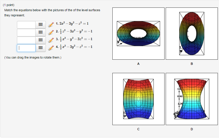Solved Match the equations below with the pictures of the of | Chegg.com