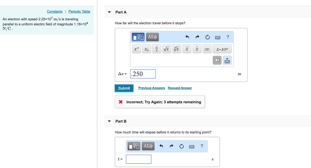 Solved Part A Constants | Periodic Table An electron with | Chegg.com
