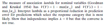 The measure of association lambda for nominal | Chegg.com