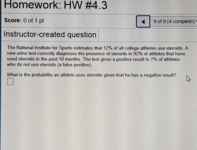 Solved Homework : HW #4.3 Score: 0 of 1 pt 9 of 9 (4 | Chegg.com