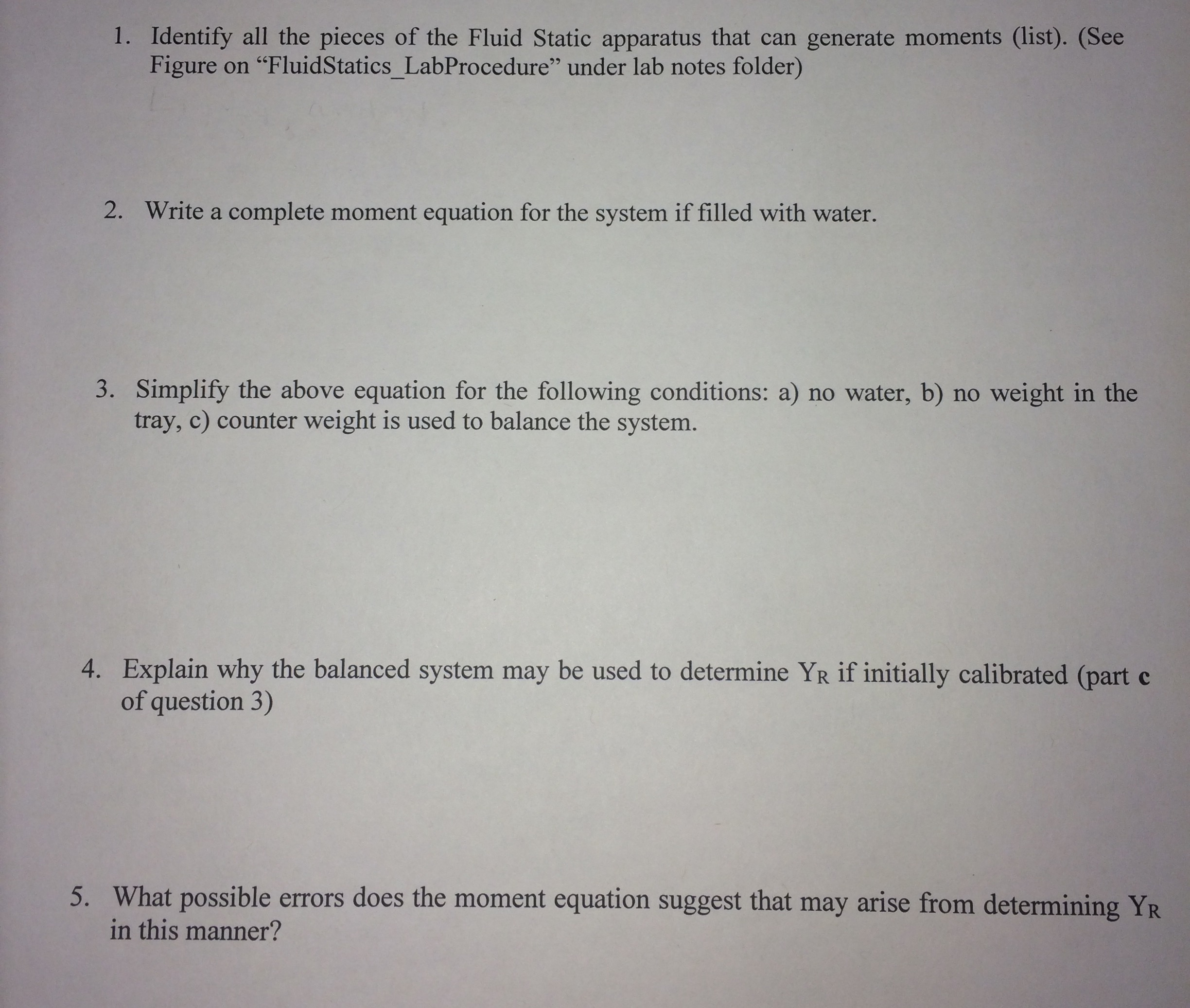 1 . Identify all the pieces of the Fluid Static | Chegg.com