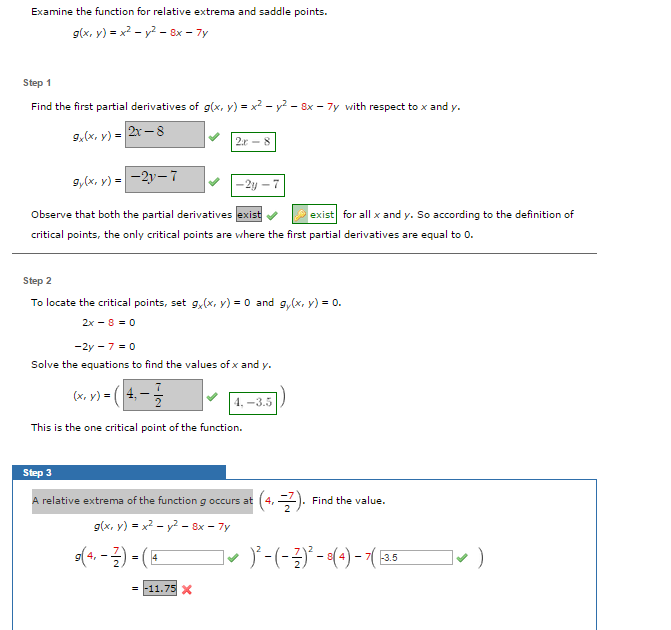 Solved Examine the function for relative extrema and saddle | Chegg.com