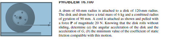 Solved A drum of 60-mm radius is attached to a disk of | Chegg.com