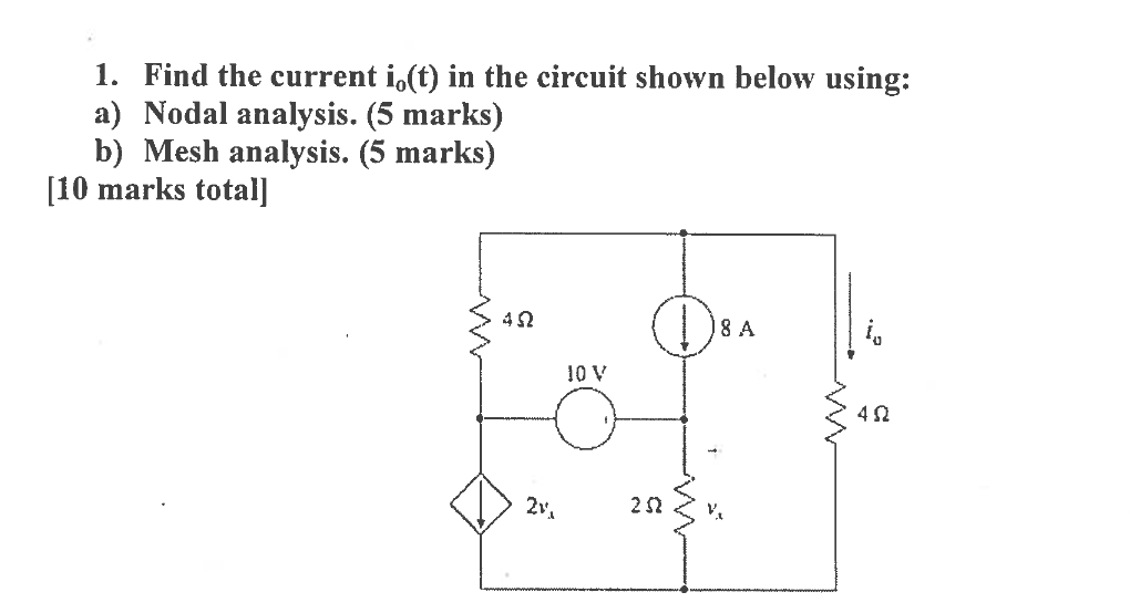 Solved 1. Find the current io(t) in the circuit shown below | Chegg.com