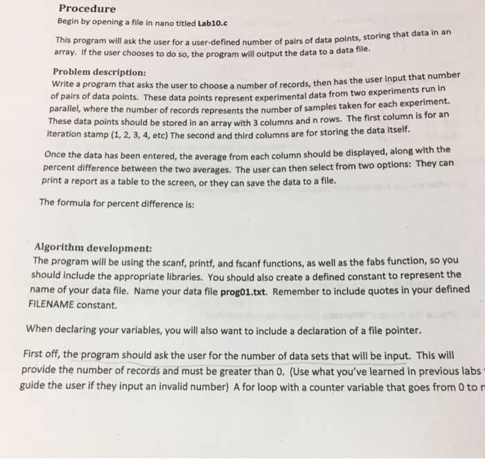 Solved Procedure Begin by opening a file in nano titled | Chegg.com