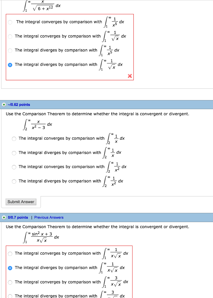 Solved Use the Comparison Theorem to determine whether the | Chegg.com