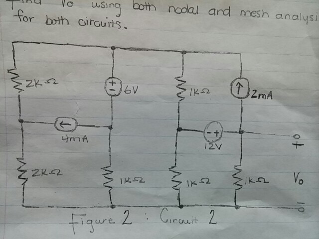 Solved Find Vo using both nodal and mesh analysis. show work | Chegg.com