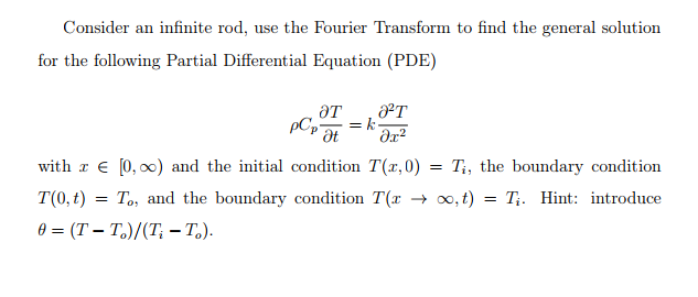 Solved Consider an infinite rod, use the Fourier Transform | Chegg.com