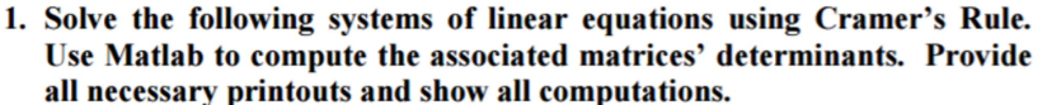 Solved 1. Solve the following systems of linear equations | Chegg.com