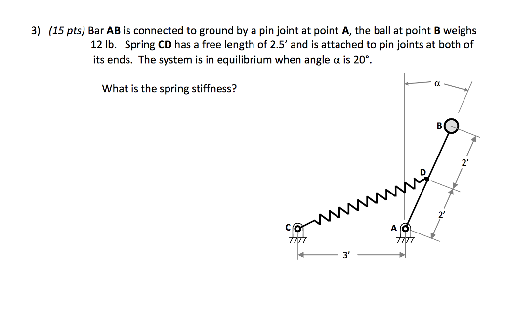 Solved 3) (15 pts) Bar AB is connected to ground by a pin | Chegg.com Solved 3) (15 pts) Bar AB is connected to ground by a pin | Chegg.com