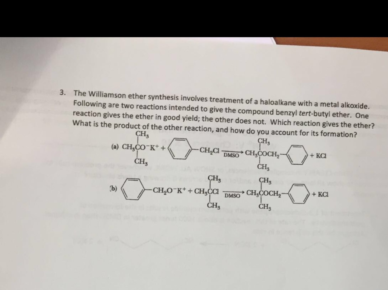 Solved The Williamson ether synthesis involves treatment of | Chegg.com