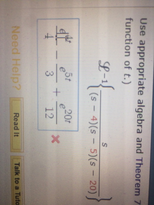 Solved Use appropriate algebra and Theorem 7 function of t.) | Chegg.com