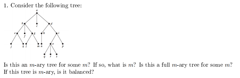 Solved Consider the following tree: k l m n Is this an m-ary | Chegg.com Solved Consider the following tree: k l m n Is this an m-ary | Chegg.com
