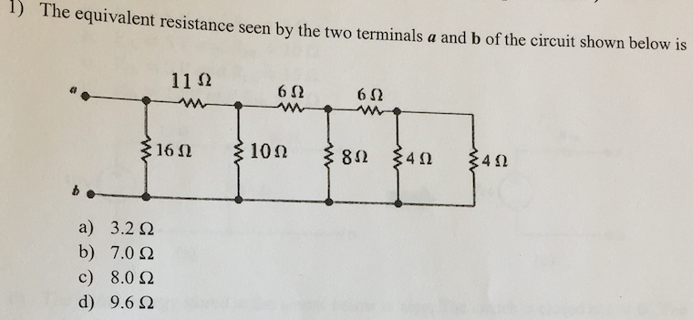 Solved The equivalent resistance seen by the two terminals a | Chegg.com