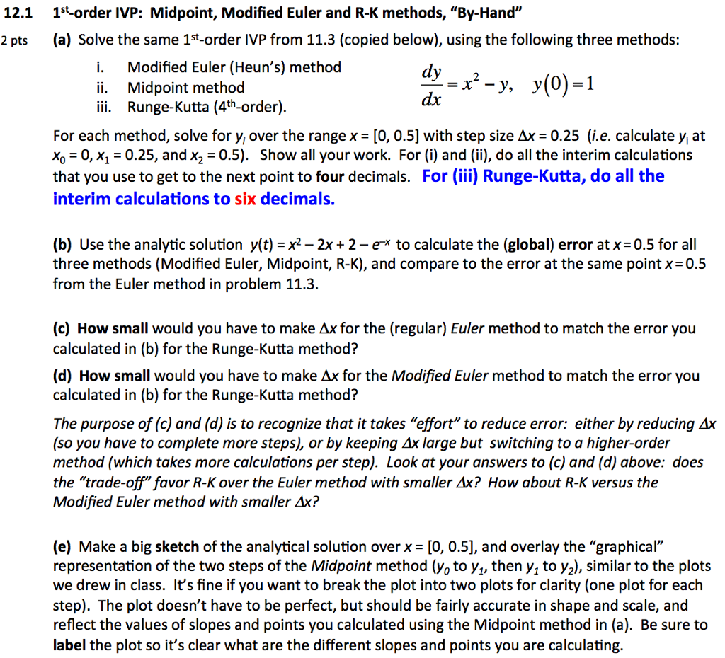 Solved 1^st-order IVP: Midpoint, Modified Euler and R-K | Chegg.com