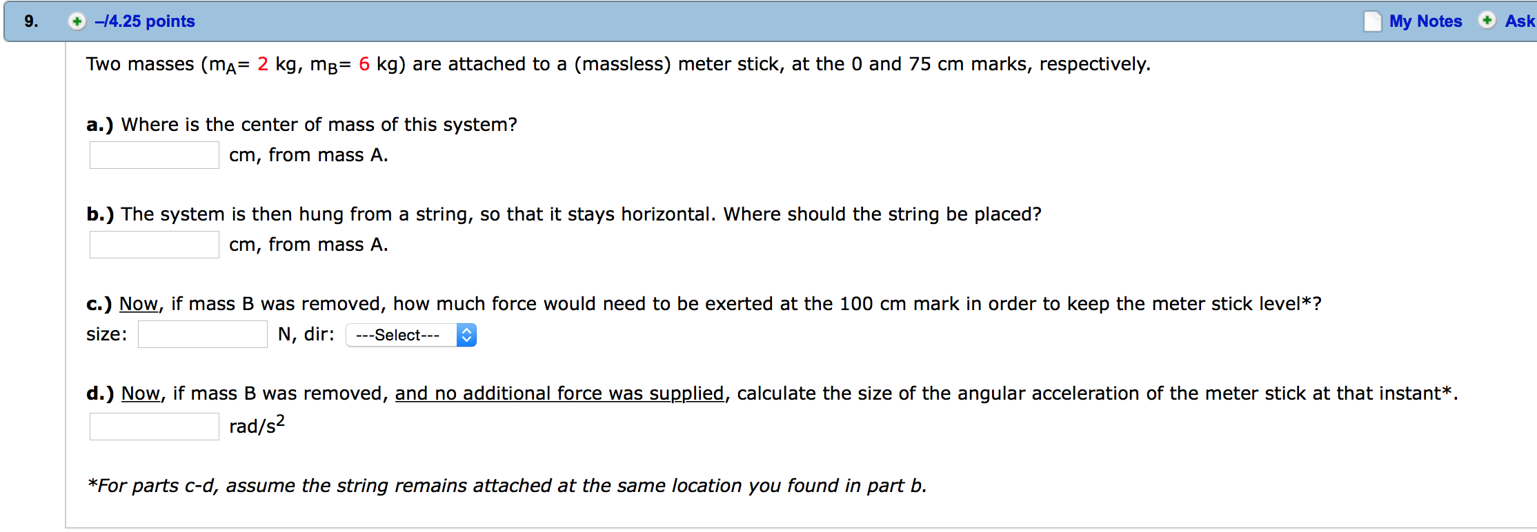 Solved Two masses (mA= 2 kg, mB= 6 kg) are attached to a | Chegg.com