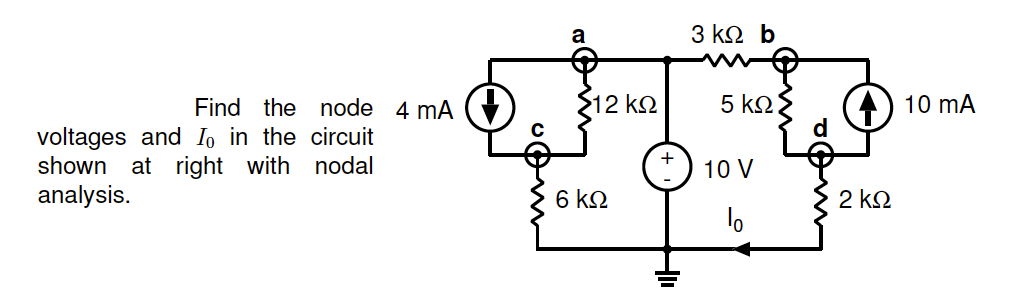 Solved Using nodal analysis, find the node voltages and I0 | Chegg.com