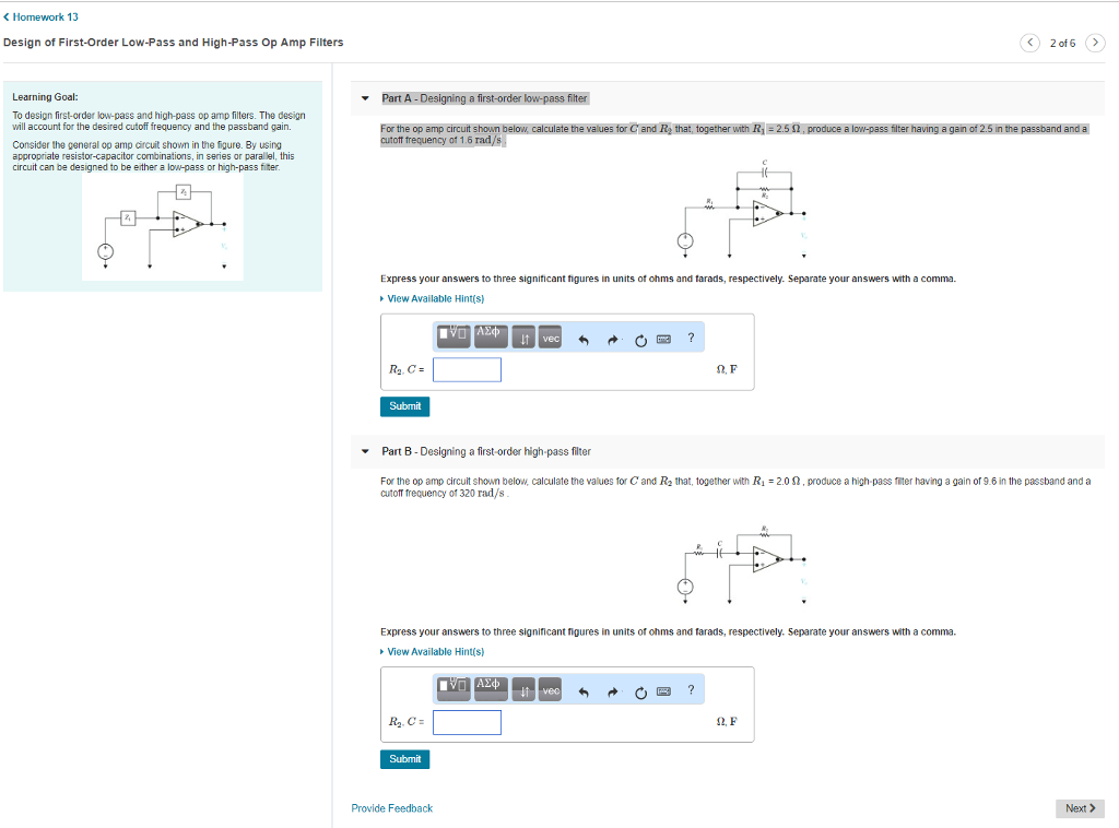 Solved Design of First-Order Low-Pass and High-Pass Op Amp | Chegg.com