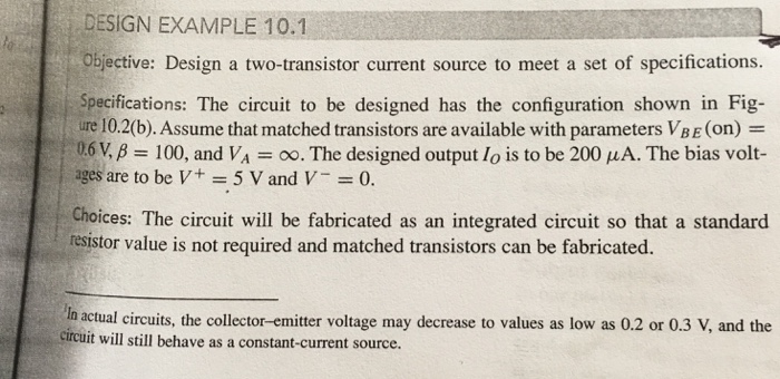 Solved Design a two-transistor current source to meet a set | Chegg.com