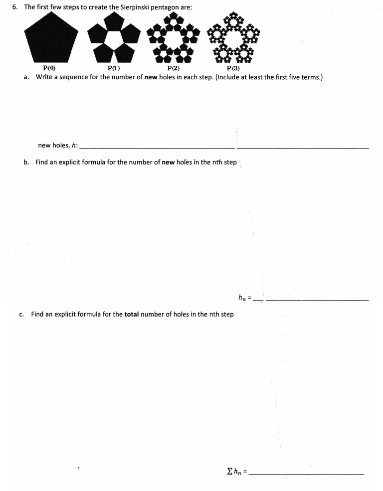 Solved The first few steps to create the Sierpinski pentagon | Chegg.com