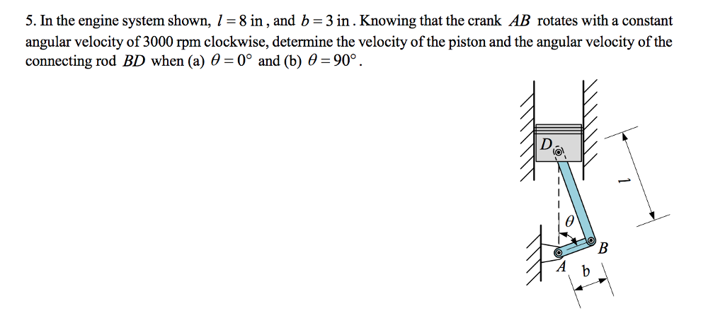 Solved 5. In the engine system shown, l 8 in , and b 3 | Chegg.com