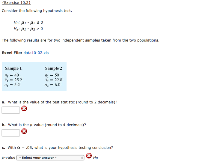Solved Consider the following hypothesis test. H_0: mu_1 - | Chegg.com