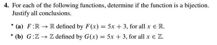 Solved 4. For each of the following functions, determine if | Chegg.com