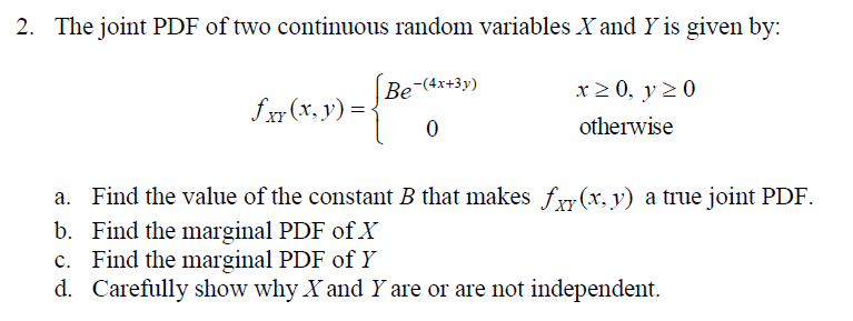 Solved 2. The joint PDF of two continuous random variables | Chegg.com