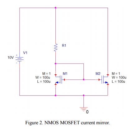 Design the MOSFET current mirror shown in Figure 2 to | Chegg.com