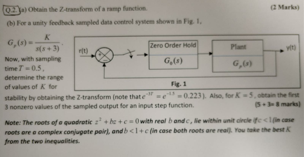 Solved 2 a) Obtain the Z -transform of a ramp function. (b) | Chegg.com