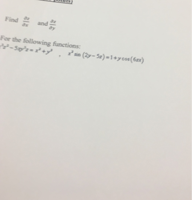 Solved Find partial differential z/ partial differential x | Chegg.com