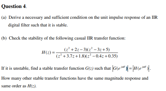 Solved Question 4. (a) Derive a necessary and sufficient | Chegg.com
