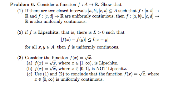 Solved Consider a function f: A rightarrow R. Show that (1) | Chegg.com