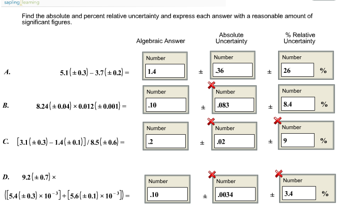 Find the absolute and percent relative uncertainty | Chegg.com