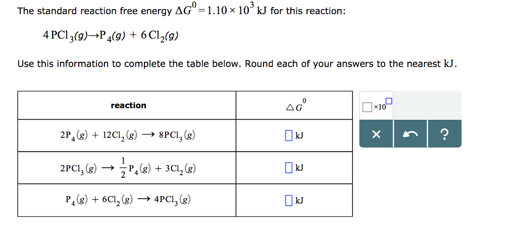 Solved The standard reaction free energy ΔG-1.10 x 103 kJ | Chegg.com