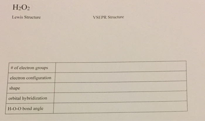Solved H2O2 Lewis Structure of electron groups electron | Chegg.com
