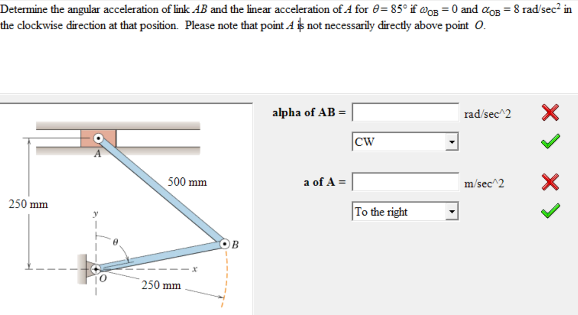 Solved Determine The Angular Acceleration Of Link Ab And The 7458