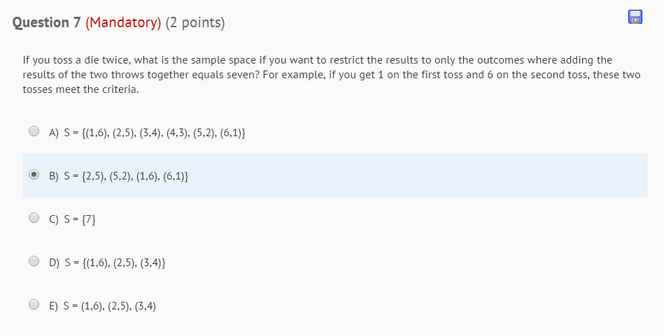 Solved If you toss a die twice, what is the sample space if | Chegg.com
