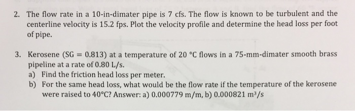 Solved The flow rate in a 10-in-dimater pipe is 7 cfs. The | Chegg.com