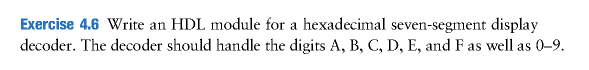 Solved Exercise 4.6 Write an HDL module for a hexadecimal | Chegg.com