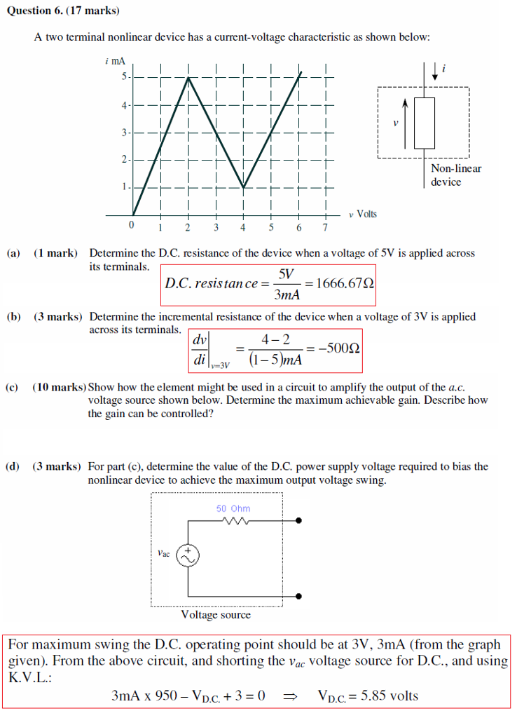 Solved Question 6. (17 marks) A two terminal nonlinear | Chegg.com