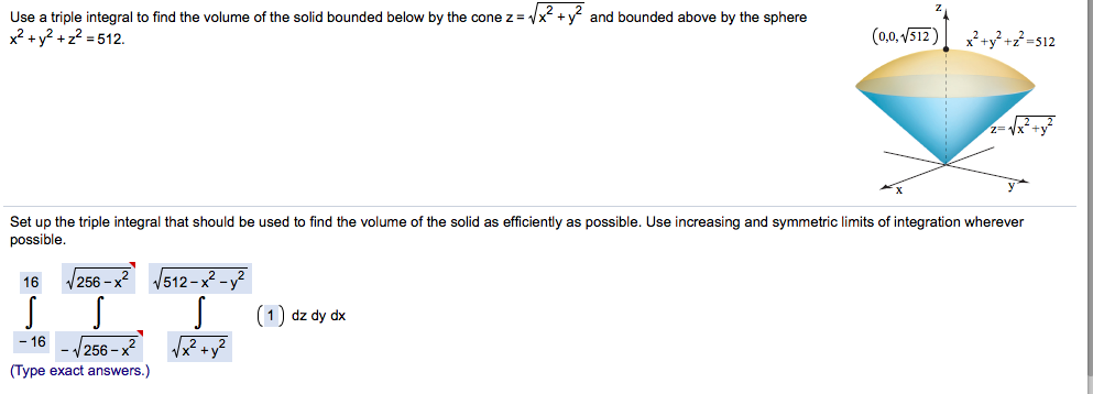 Solved Use a triple integral to find the volume of the solid | Chegg.com