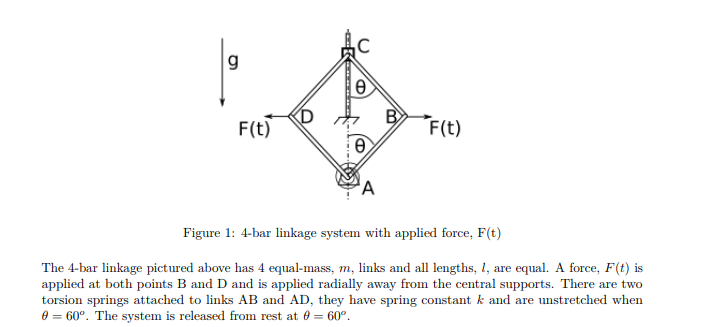 Solved 9g F(t) F(t) Figure 1: 4-bar linkage system with | Chegg.com