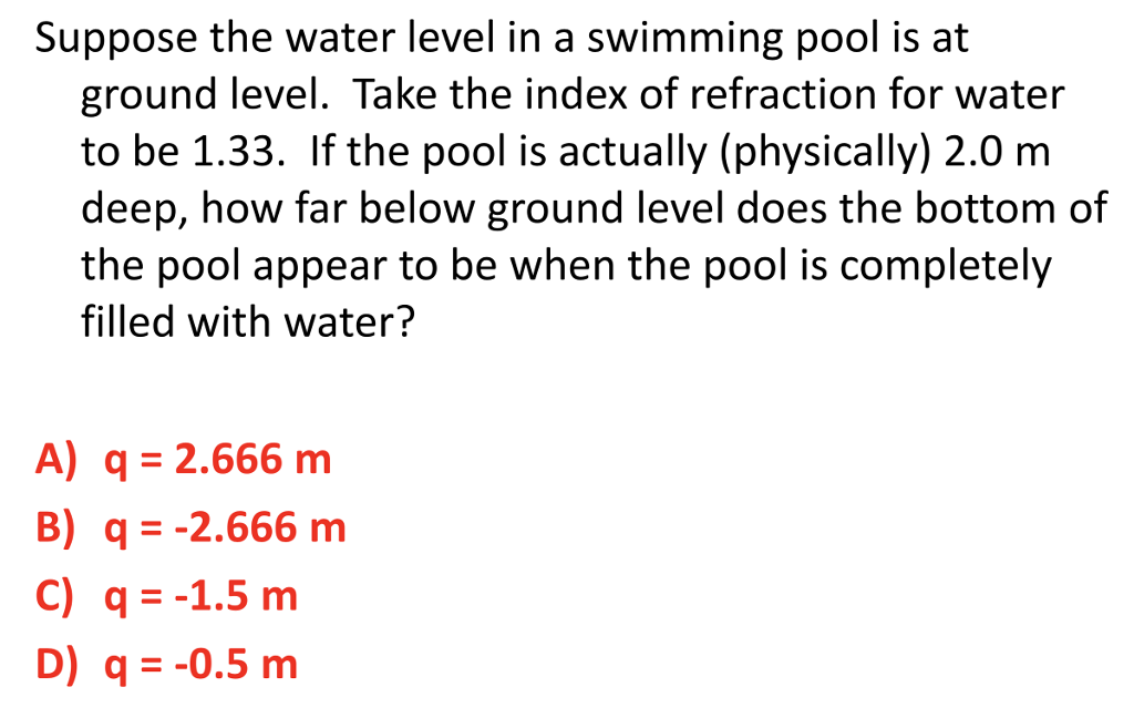 Solved Suppose the water level in a swimming pool is at | Chegg.com