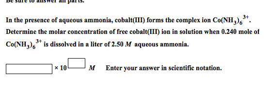Solved In the presence of aqueous ammonia, cobalt(III) forms | Chegg.com