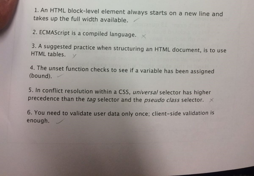Solved Computer Science (Web Design) True and false | Chegg.com