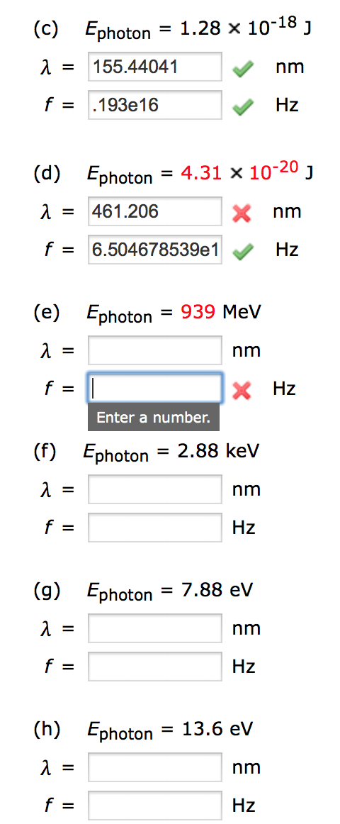 Solved Calculate the wavelengths and frequencies of the | Chegg.com
