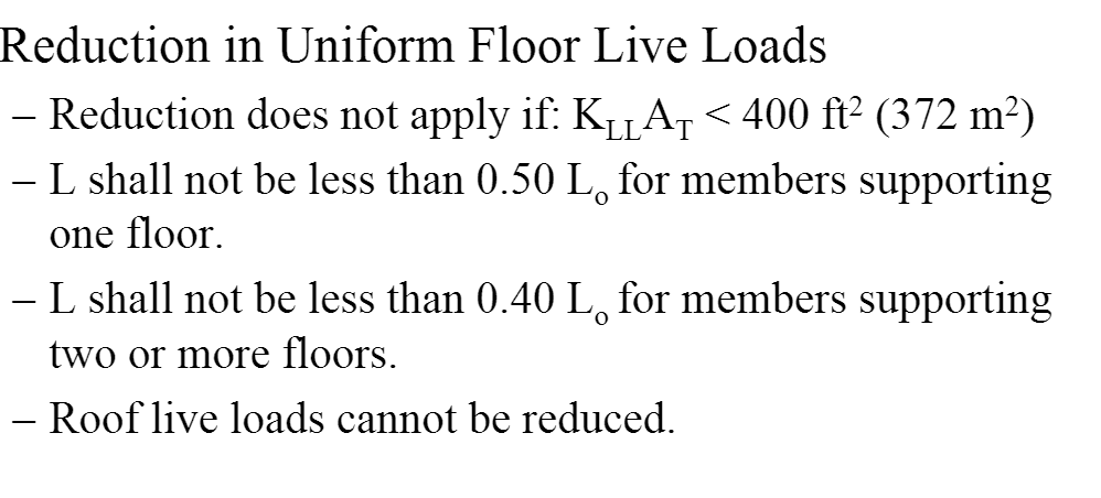 The reduced live load is given by: where L = reduced | Chegg.com