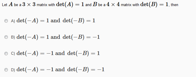 Solved Let A be a 3 times 3 matrix with det(A) = 1 and B be | Chegg.com