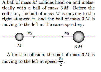 Solved A ball of mass M collides head-on and inelastically | Chegg.com